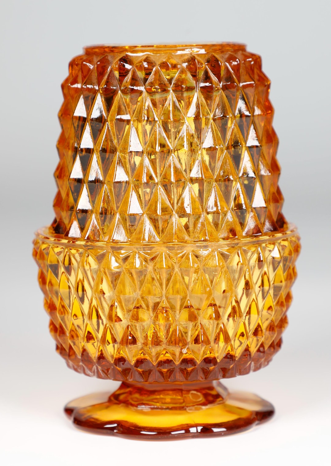 Vintage Tiara Glass Amber Diamond Point Fairy Lamp - Etsy