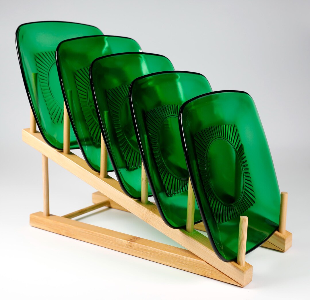 Anchor Hocking Forest Green Square Luncheon Glass Plates 6 5/8 Set of 6 ...