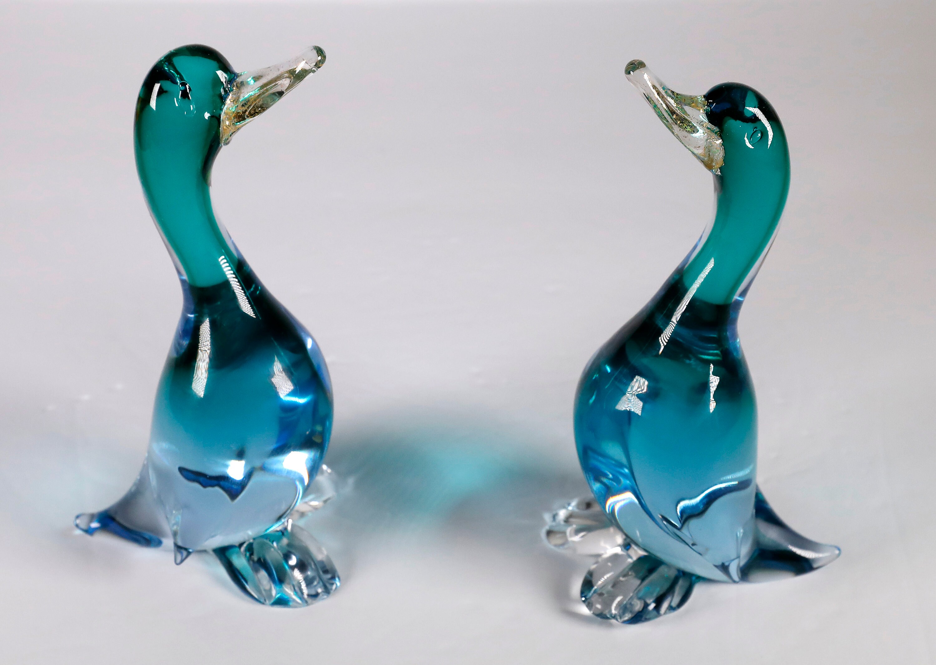 Alfredo Barbini Teal Ducks With Gold Leaf-murano 1965 - Etsy