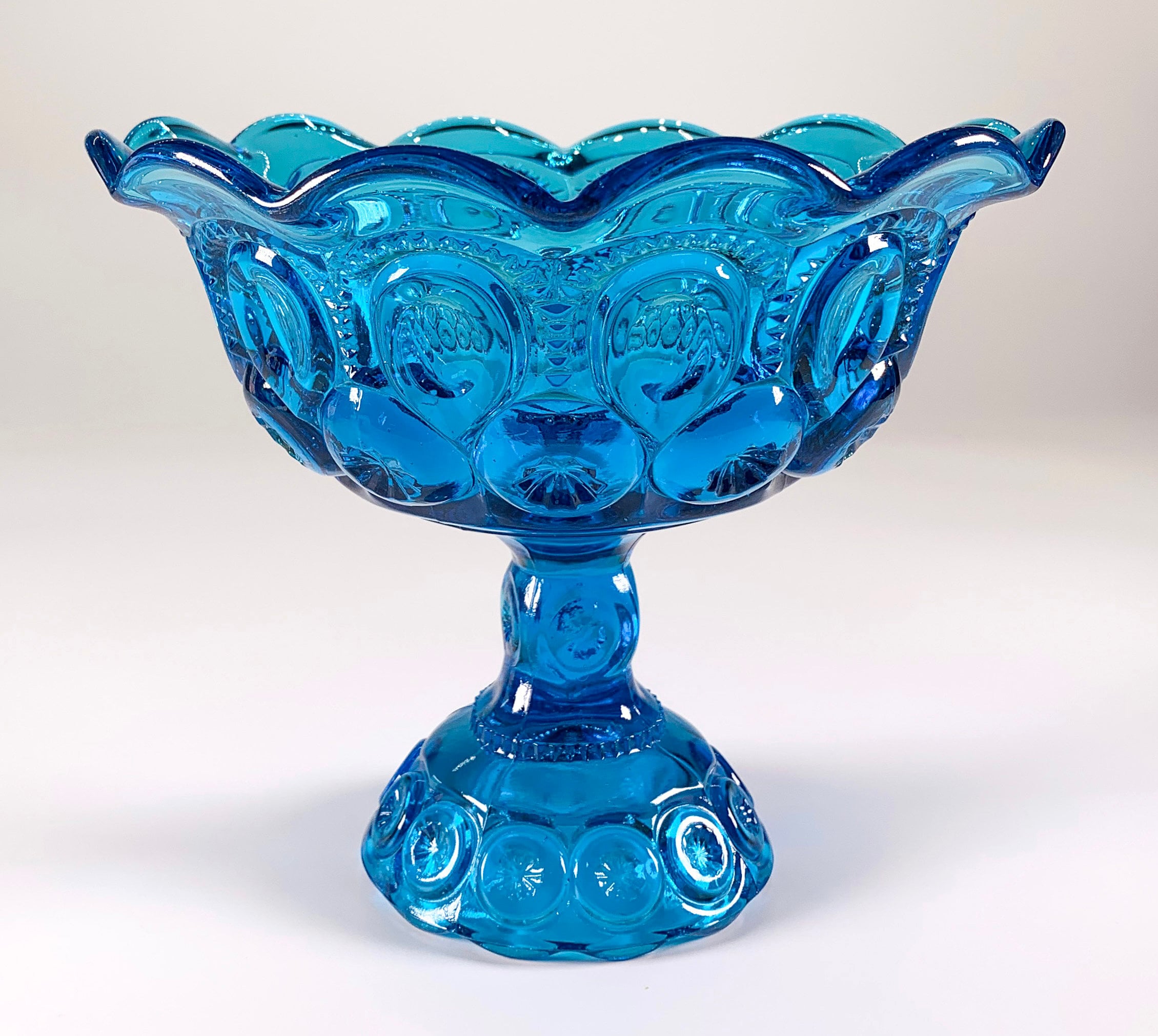 Vintage Moon and Stars Blue Ruffle Edge Compote - Etsy