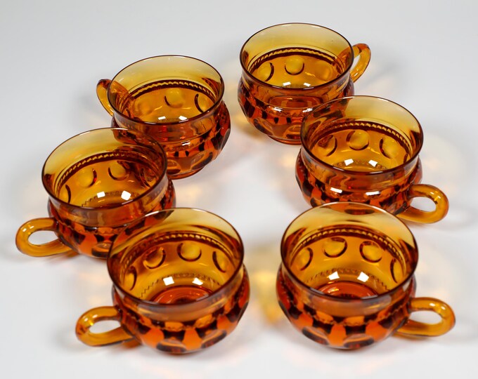 Vintage Amber Indiana Glass Kings Crown Thumbprint Luncheon Cup - Etsy