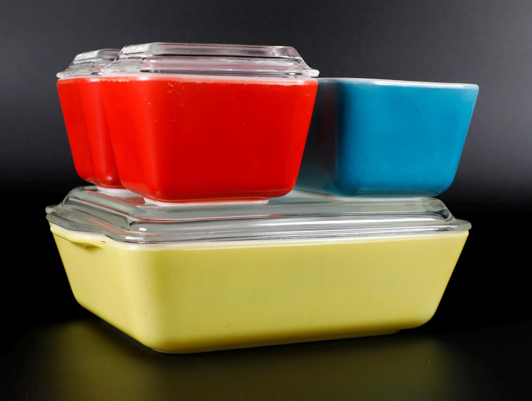 Vintage Pyrex Primary Colors Refrigerator Dishes - Etsy