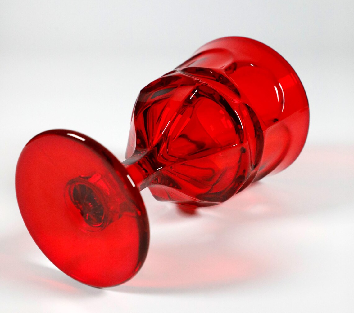 Vintage Fostoria Argus Ruby Red Glass Water Goblets Set of 5 - Etsy