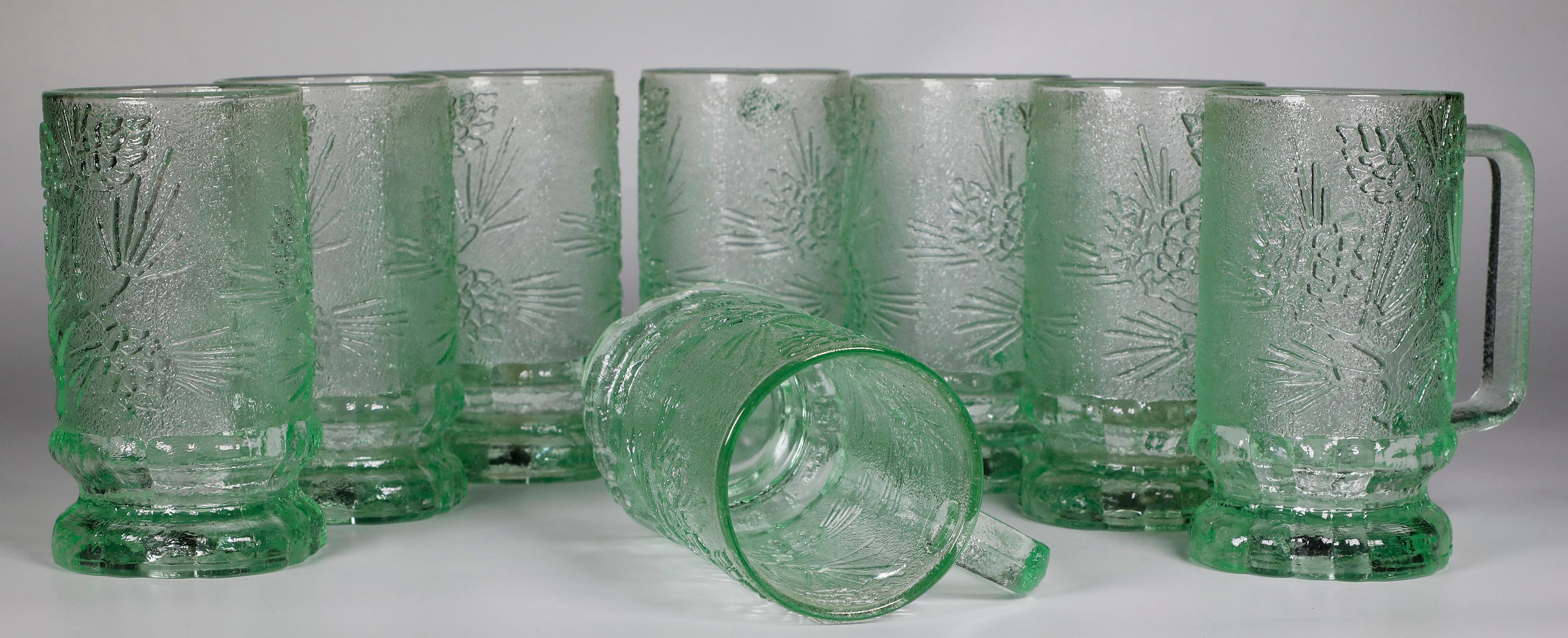 Tiara Glass Ponderosa Pine Chantilly Green 8 Glass Set-handled. - Etsy