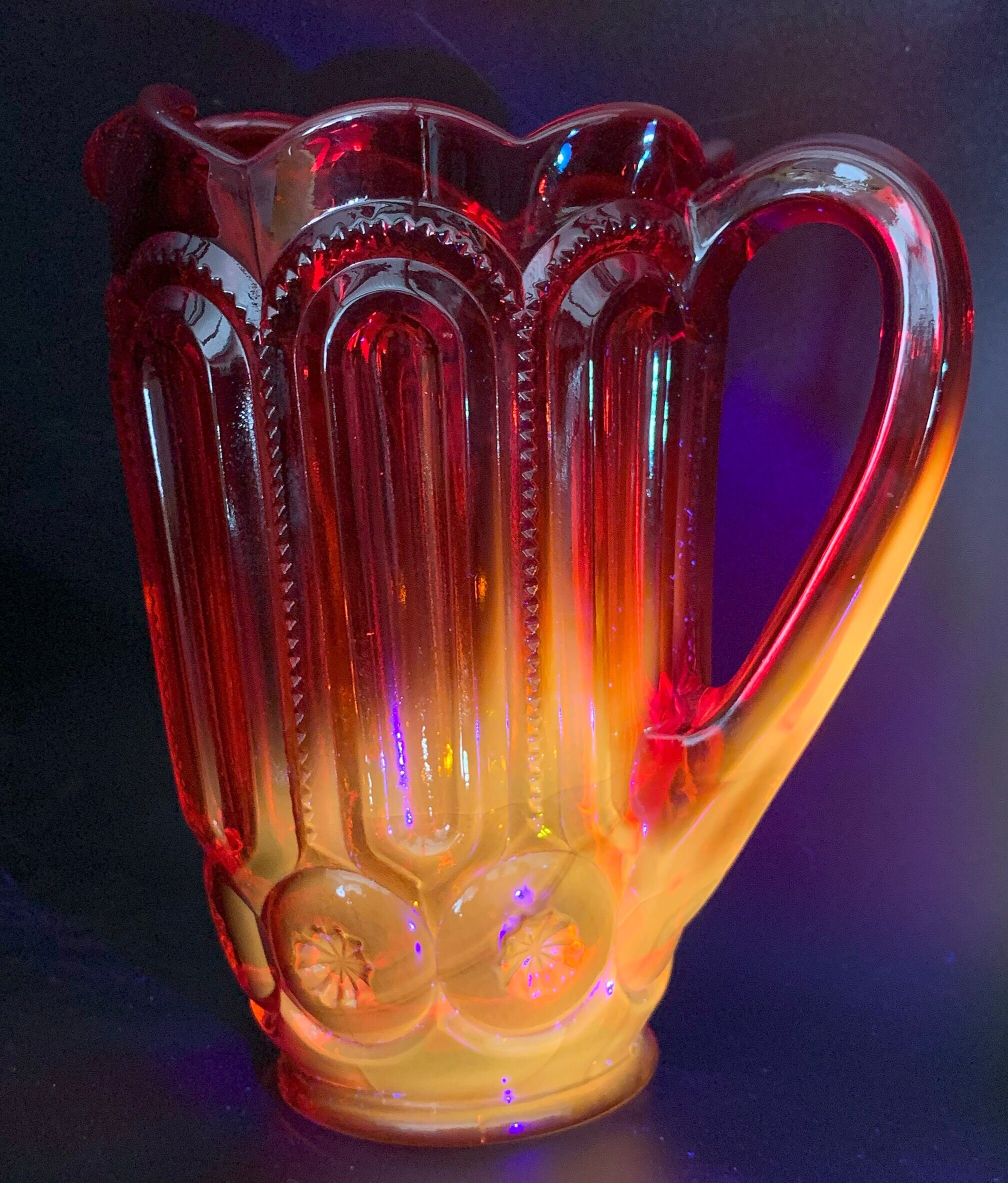 VTG Moon and Stars Amberina Pitcher & Goblets - Etsy