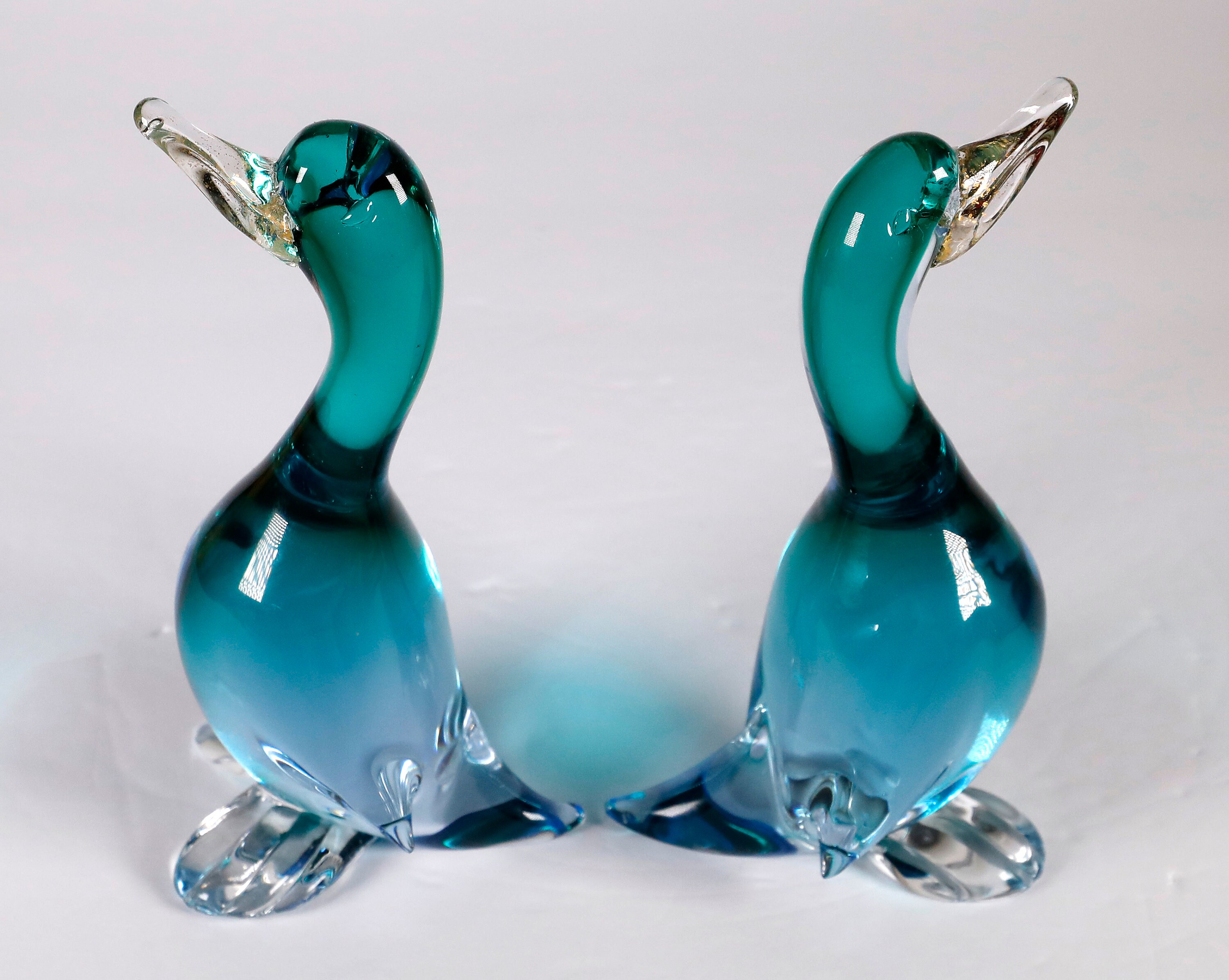 Alfredo Barbini Teal Ducks With Gold Leaf-murano 1965 - Etsy