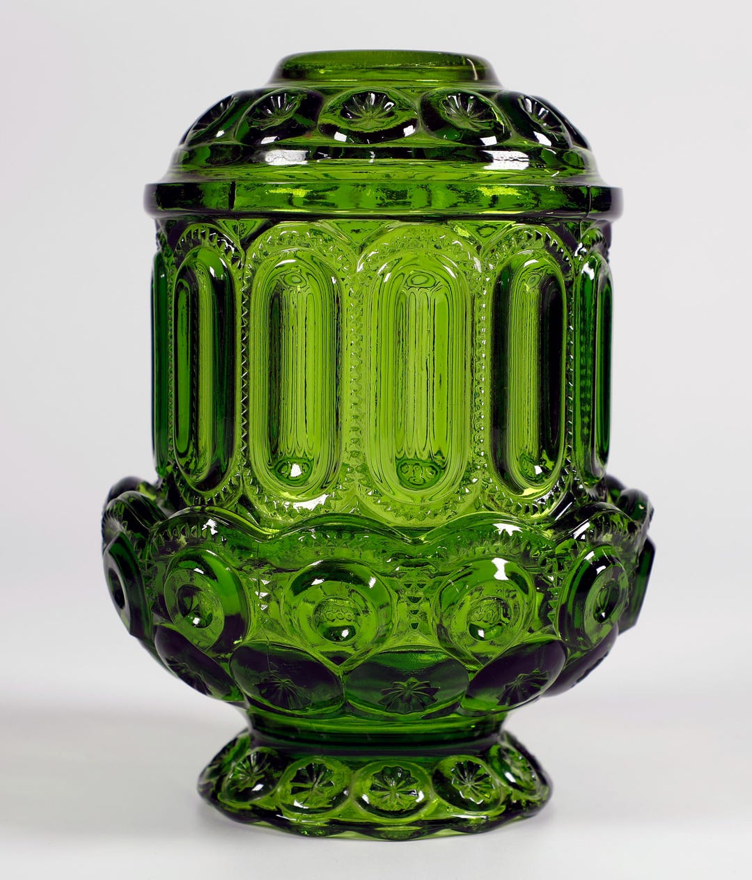 L. E. Smith Moon and Star Green Antique Green Fairy Lamp, Courting Lamp ...