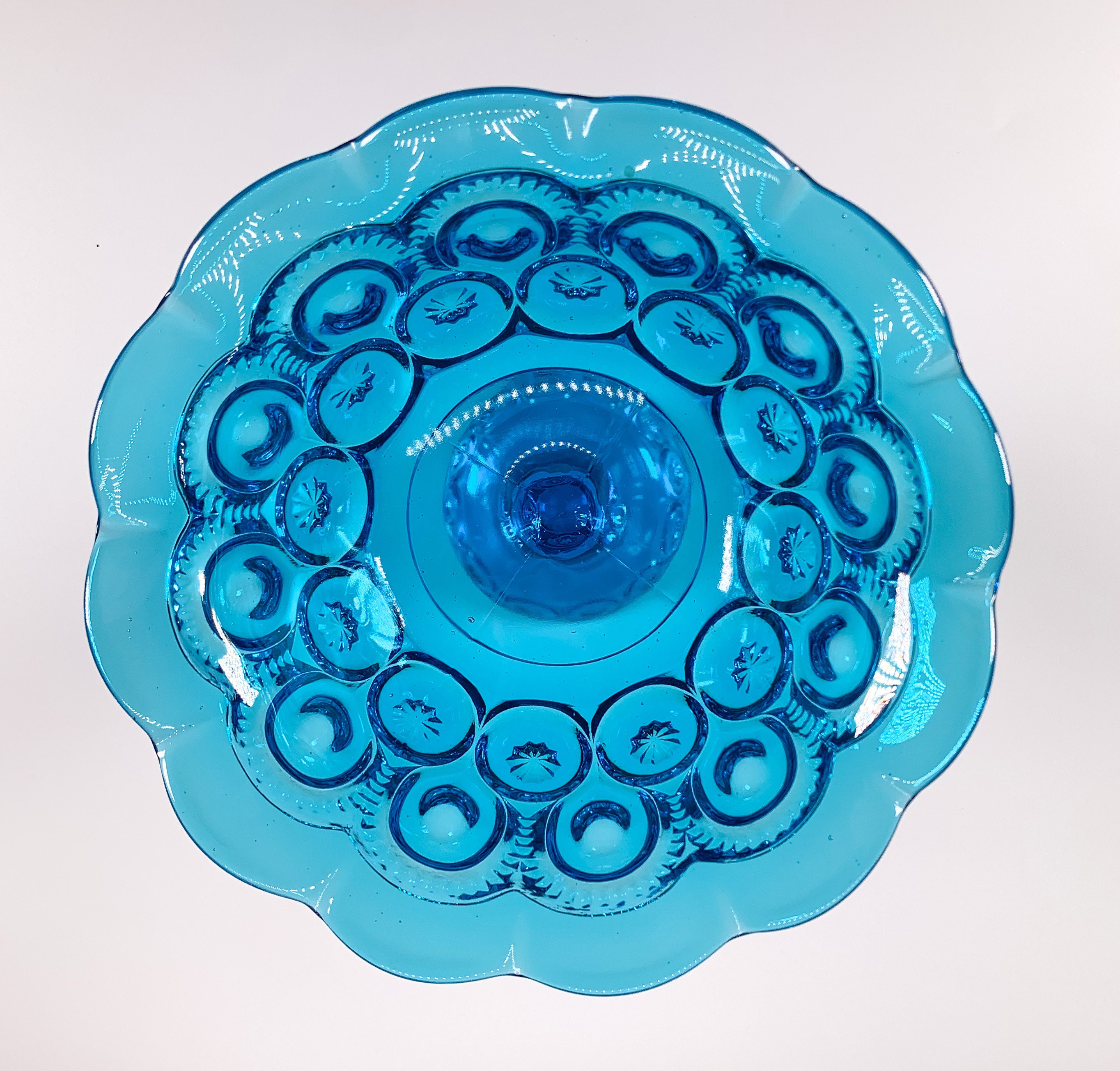 Vintage Moon and Stars Blue Ruffle Edge Compote - Etsy