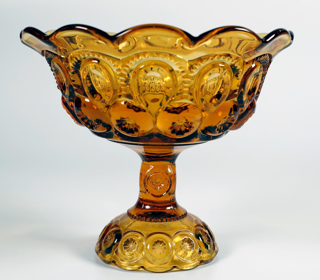 L.E Smith Moon and Star Crimped Compote - Etsy