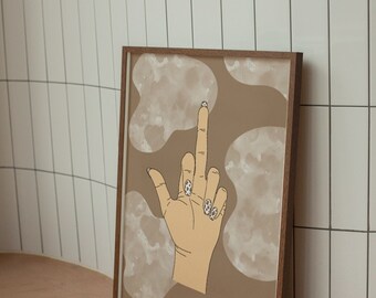 Middle Finger Printable Wall Art, Wall Art, Green Waves, Nail Art ...