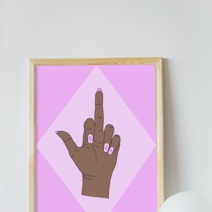 Middle Finger Printable Wall Art, Wall Art, Pink Diamond, Nail Art ...
