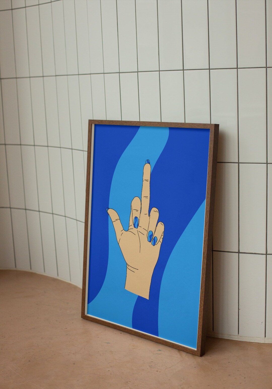 Middle Finger Printable Wall Art, Wall Art, Blue Waves, Nail Art ...