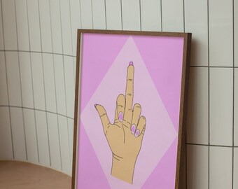Middle Finger Printable Wall Art, Wall Art, Pink Diamond, Nail Art ...