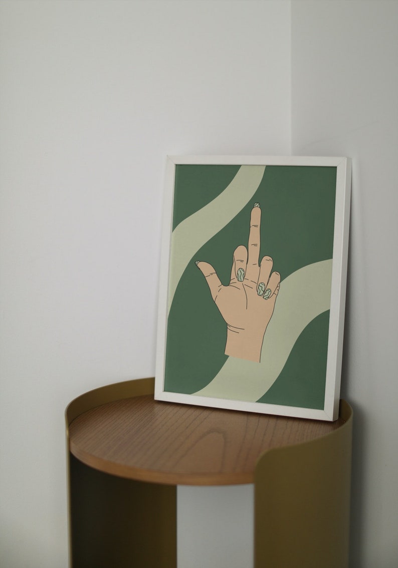 Middle Finger Printable Wall Art, Wall Art, Green Waves, Nail Art ...