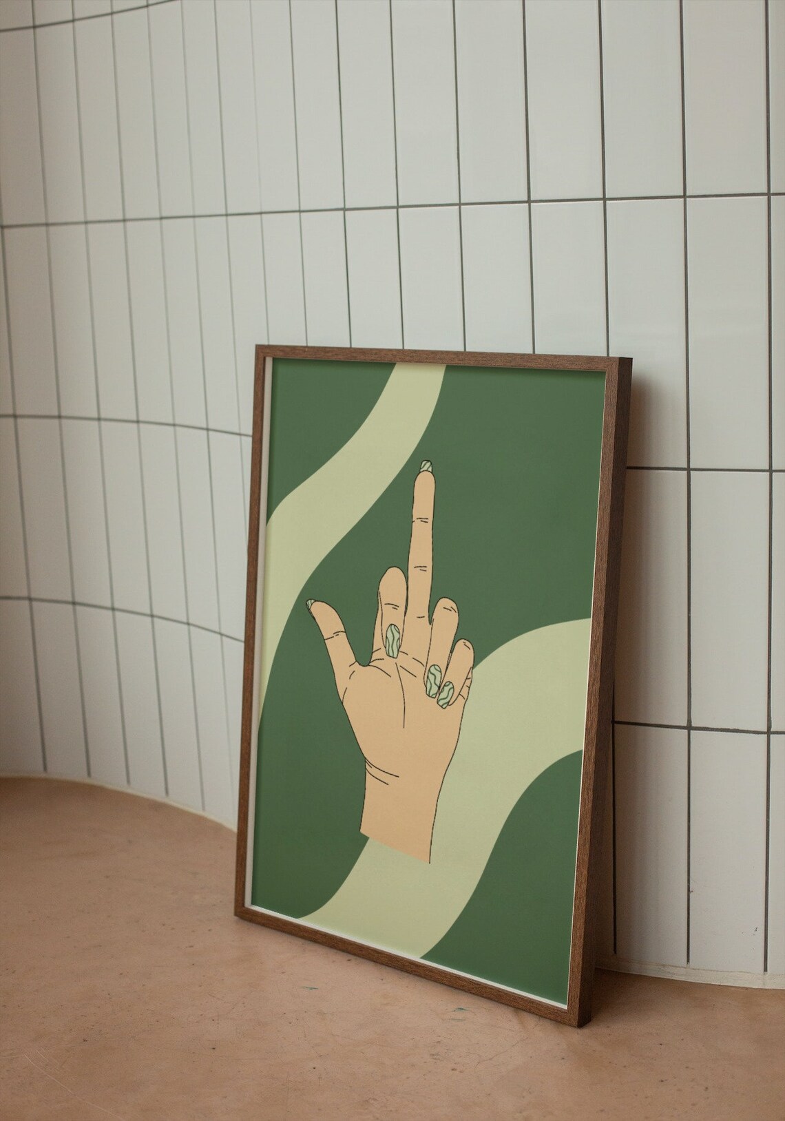 Middle Finger Printable Wall Art, Wall Art, Green Waves, Nail Art ...