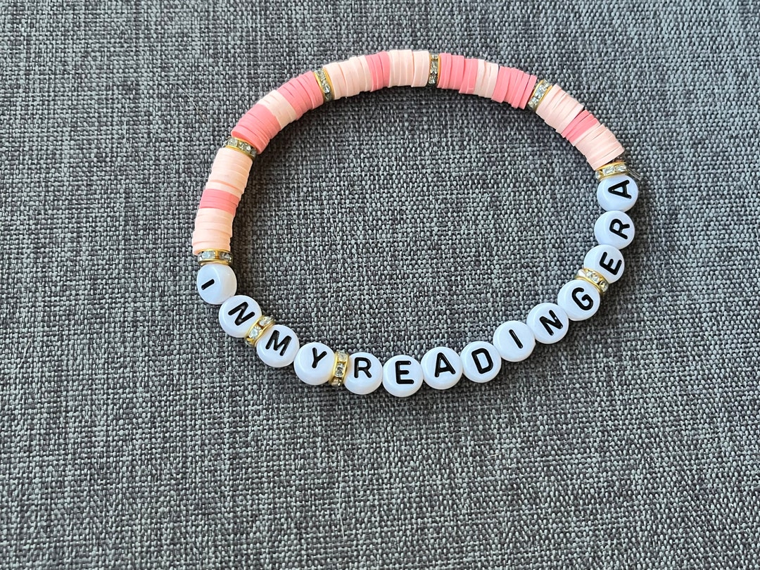 In My Reading Era peach Pink Polymer Clay Bracelet Book Merch - Etsy