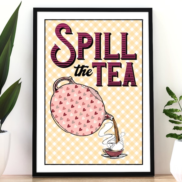 Spill the Tea Wall Art - Etsy