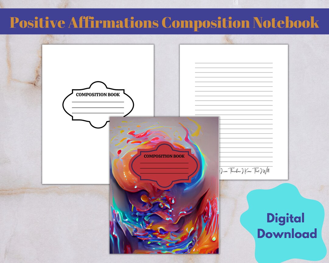 Positive Affirmation Composition Notebook Self Care Notebook - Etsy