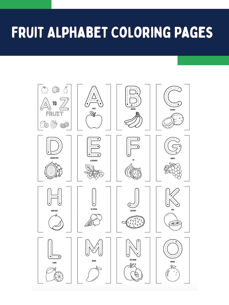Toddler Fruit Abcs Coloring Activity - Printable Learning Worksheets ...