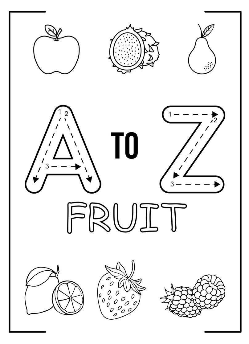 Toddler Fruit Abcs Coloring Activity - Printable Learning Worksheets ...