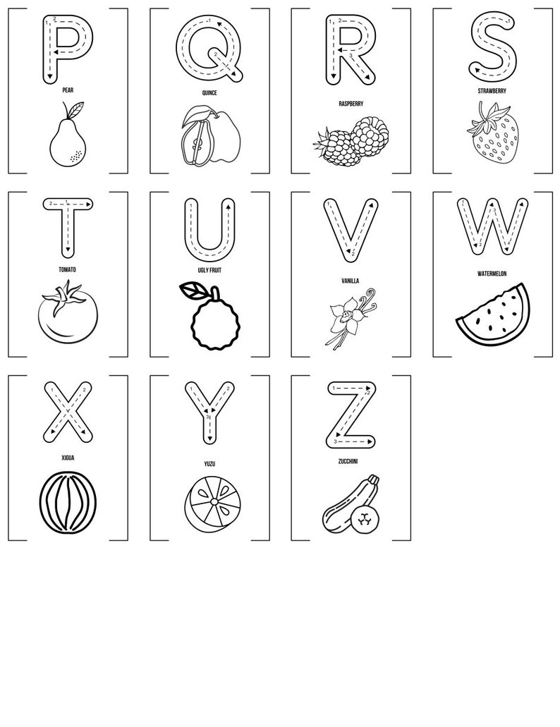 Toddler Fruit Abcs Coloring Activity - Printable Learning Worksheets ...