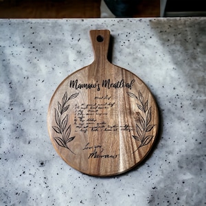 Custom Engraved Acacia Wood Recipe Cutting Board - 12" - Personalize ...