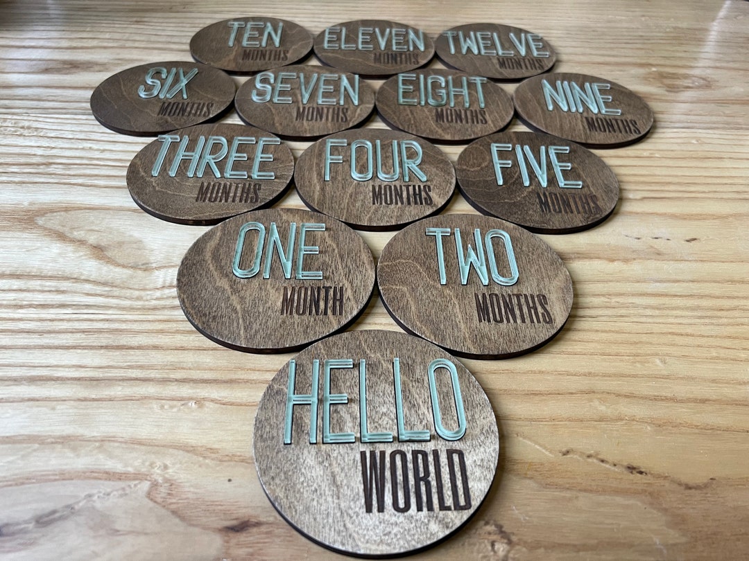 Birch and Acrylic Baby Milestone Disc Set, Milestone Cards, 13 Pieces ...
