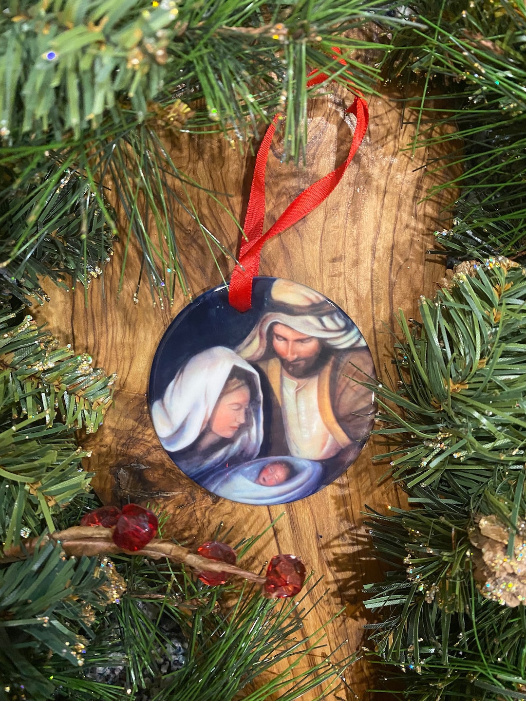 Christmas Ornament / Mary, Joseph, and Baby Jesus / Original Art - Etsy