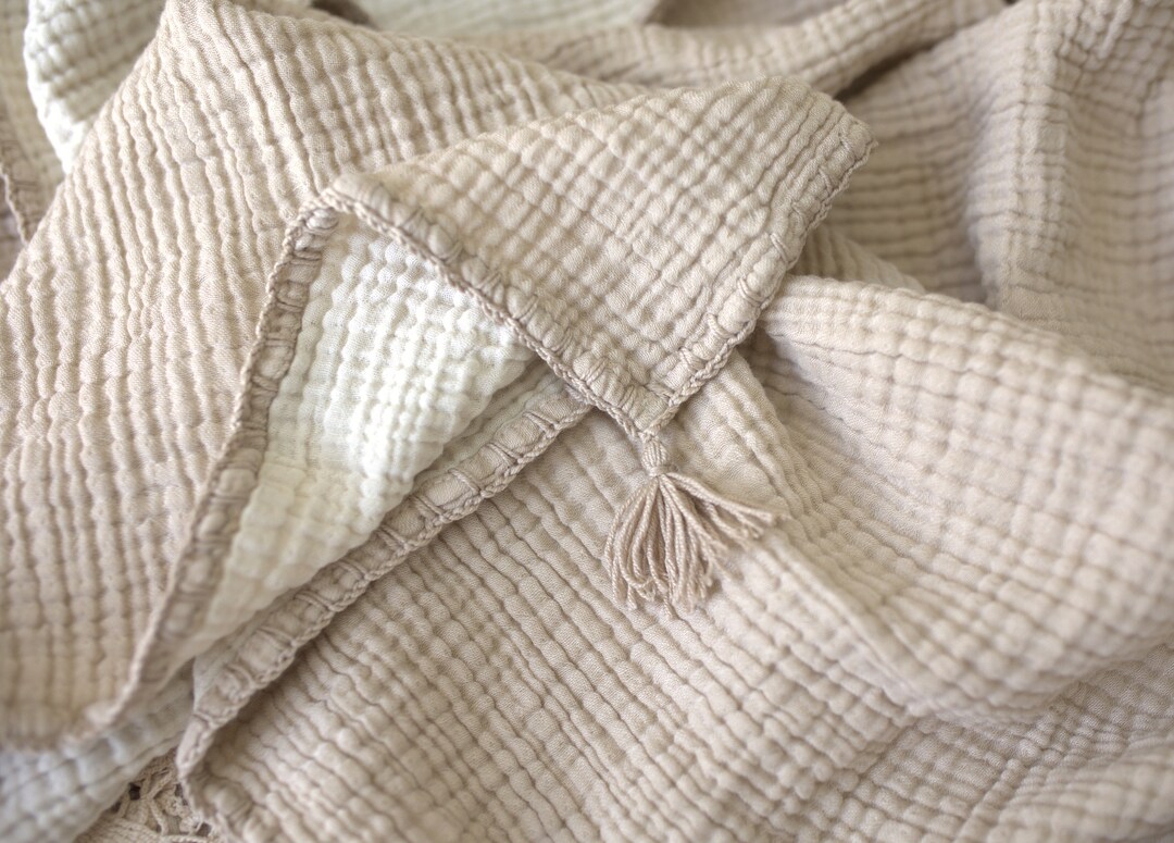 Soft Organic Cotton Gauze Blanket, Muslin King Queen Bedspread, Muslin ...