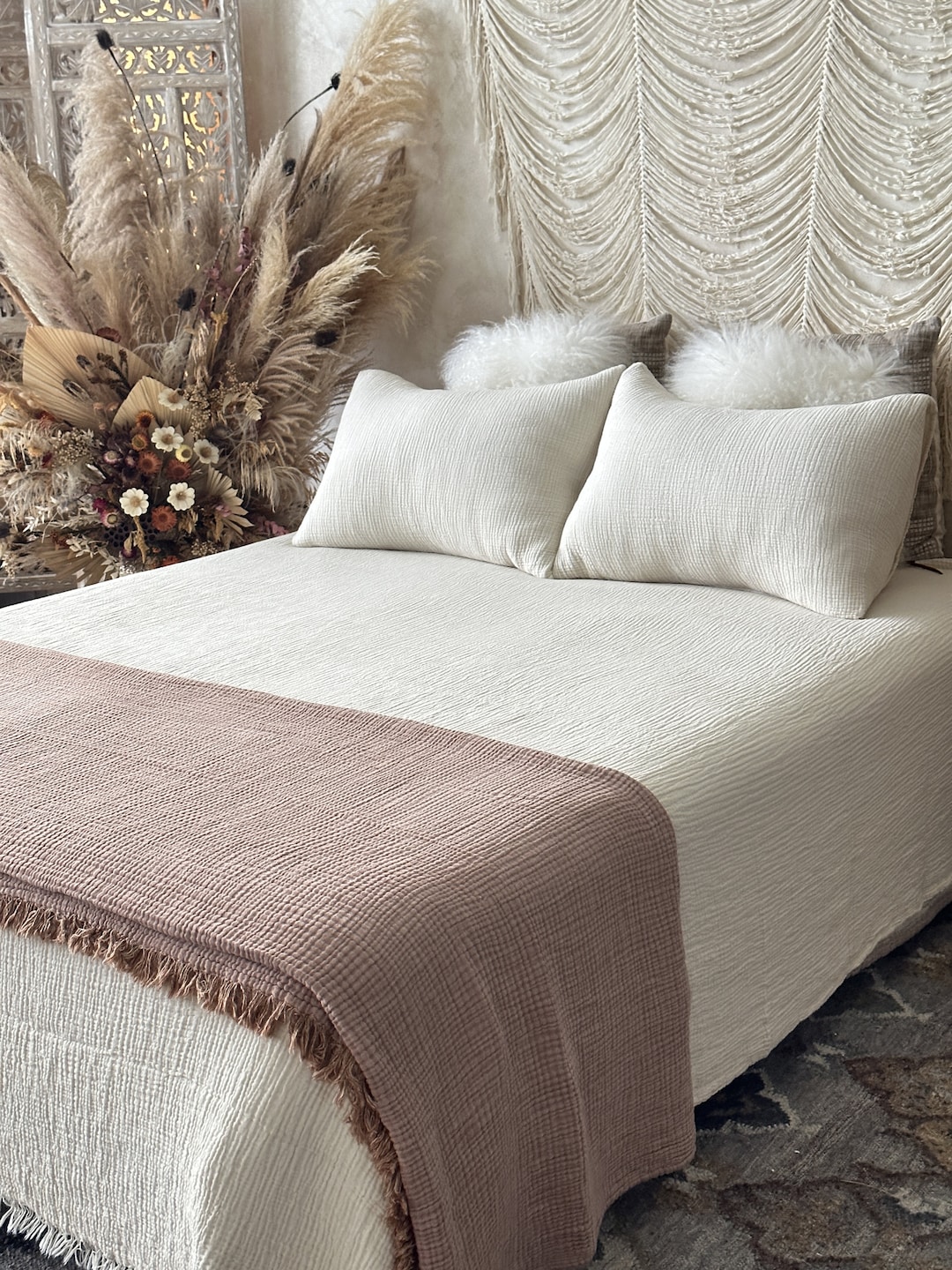 Soft Organic Cotton Gauze Blanket, Muslin King Queen Bedspread, Muslin ...