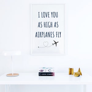 Airplane Print Download | I Love You as High as Airplanes Fly | Nursery ...