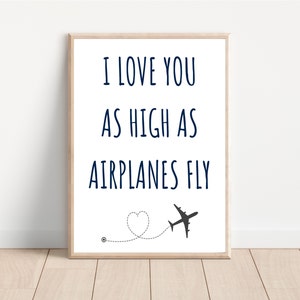 Airplane Print Download | I Love You as High as Airplanes Fly | Nursery ...