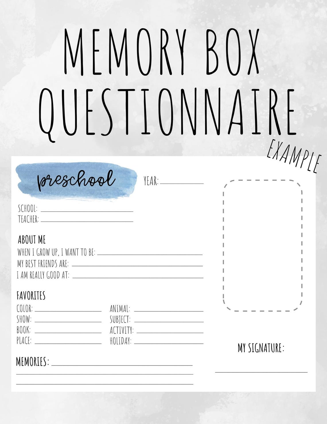 School Years Memory Box Pages | Child Keepsake | Baby Shower Gift ...