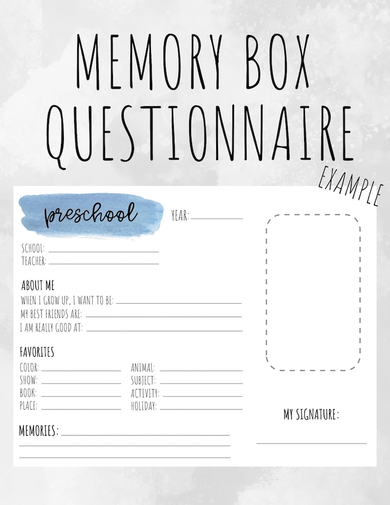 School Years Memory Box Pages | Child Keepsake | Baby Shower Gift ...