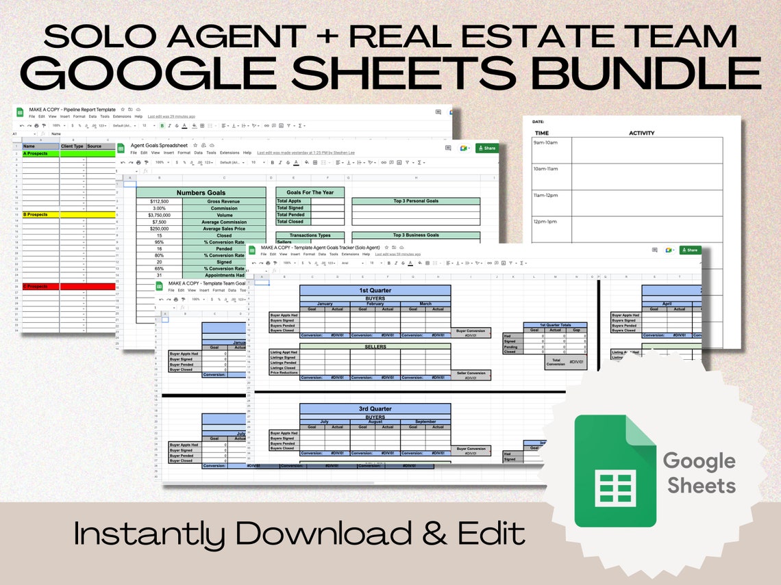 Real Estate Agent Goals Templates | Real Estate Business CRM Pipeline ...