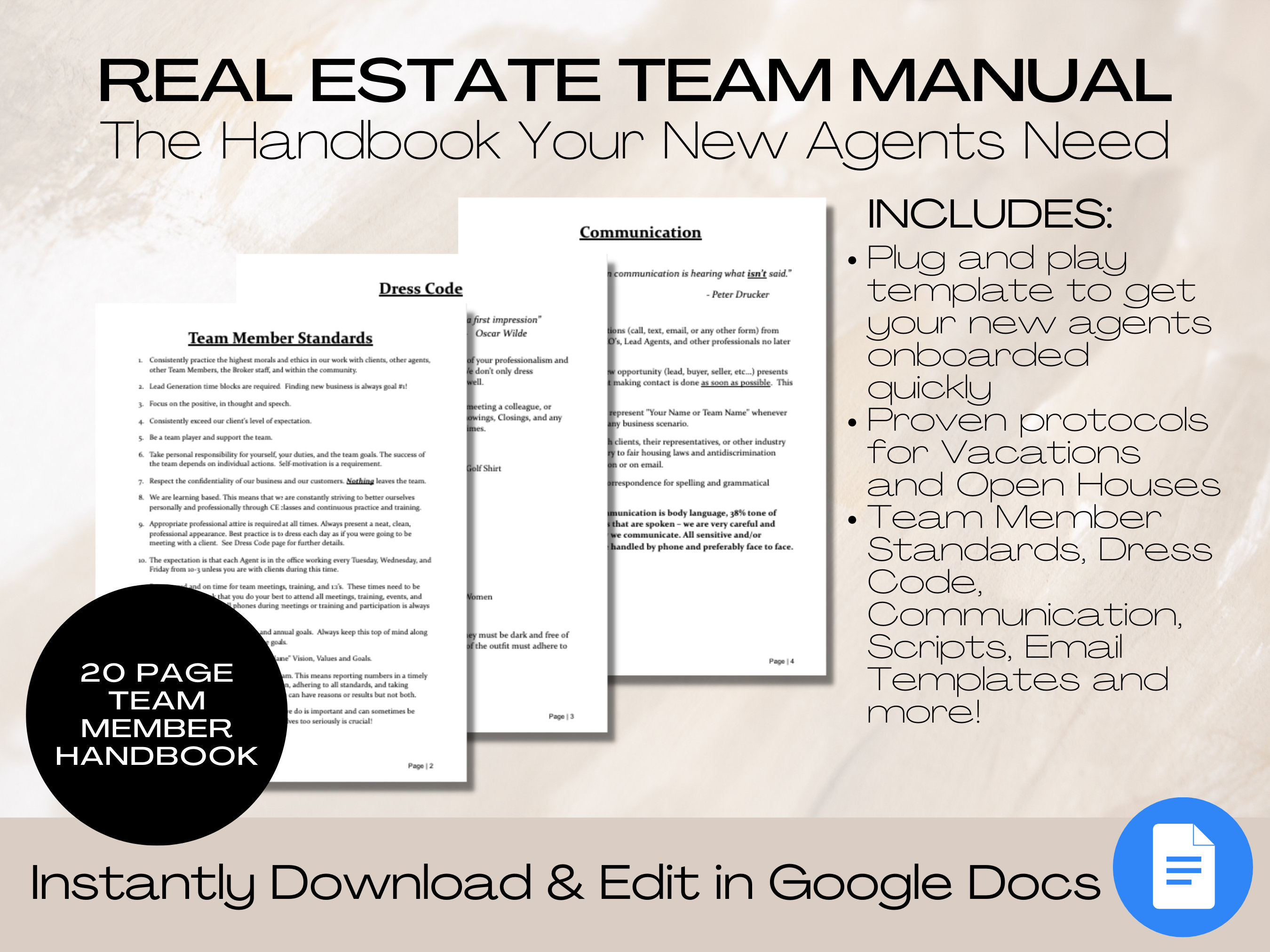 Real Estate Team Handbook | Real Estate Business Manual Template ...