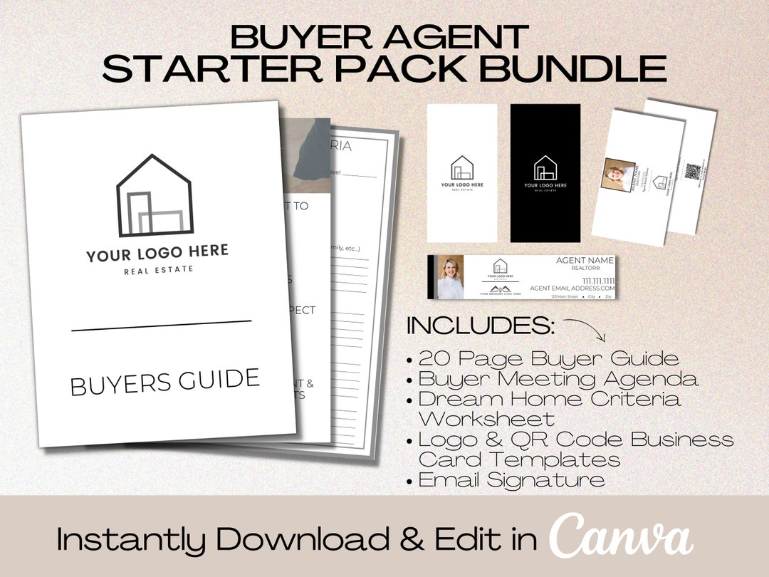 Real Estate Buyer's Agent Starter Pack Bundle | Edit in Canva | Buyers ...
