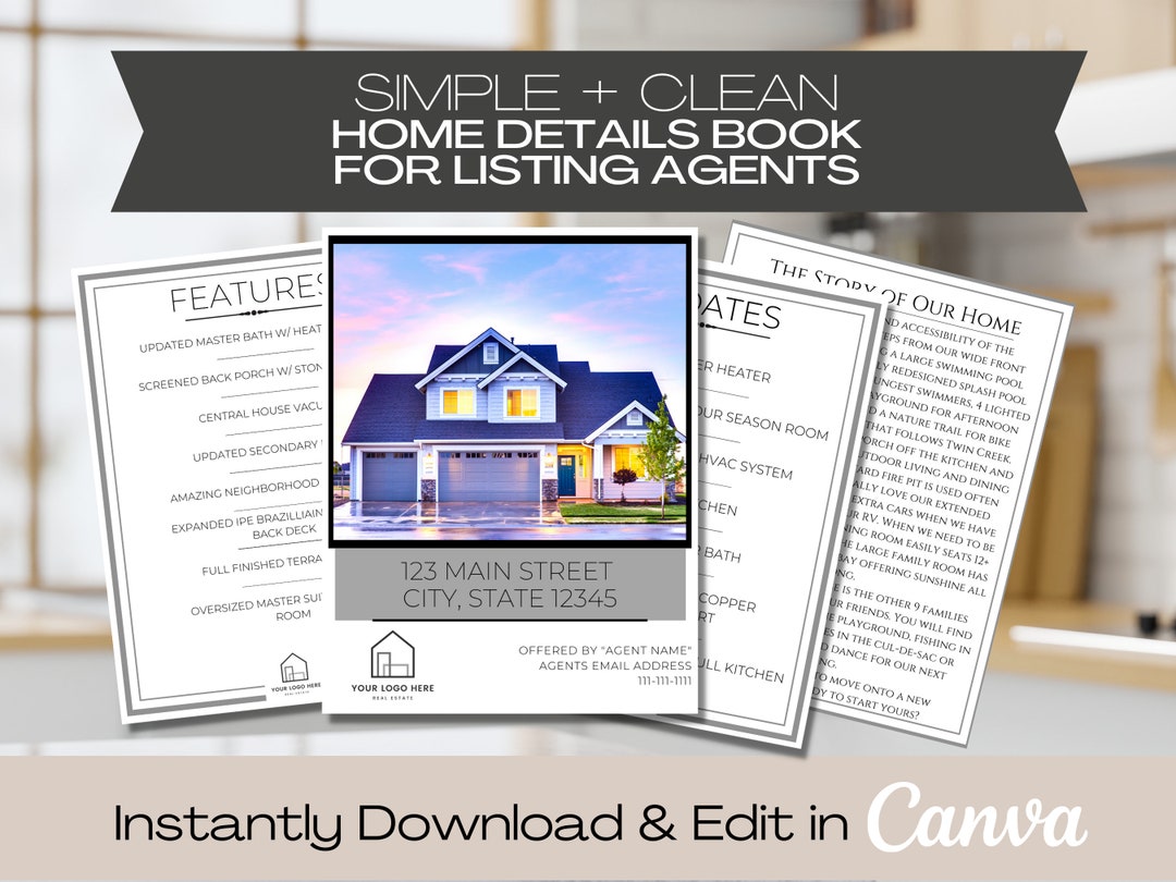 Real Estate Business Home Details Book Template | Edit in Canva ...