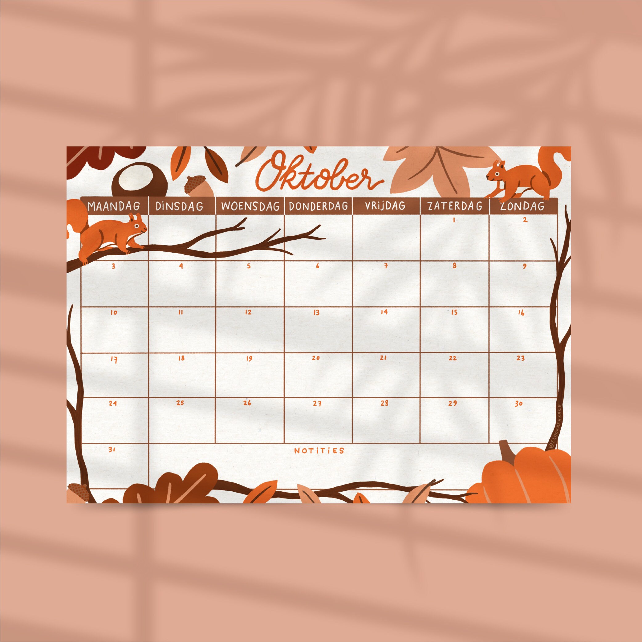 Digital Download Colourful Printable Calendar October Fall - Etsy