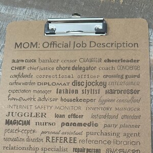 Customizable Mom Job Description Clipboard - Etsy