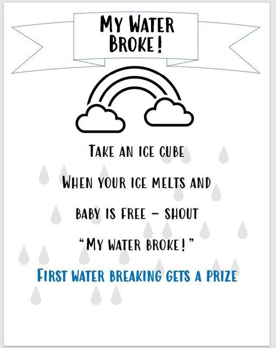 My Water Broke Baby Shower Game Sign Printable PDF File - Etsy