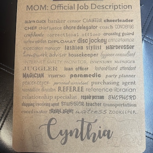 Customizable Mom Job Description Clipboard - Etsy