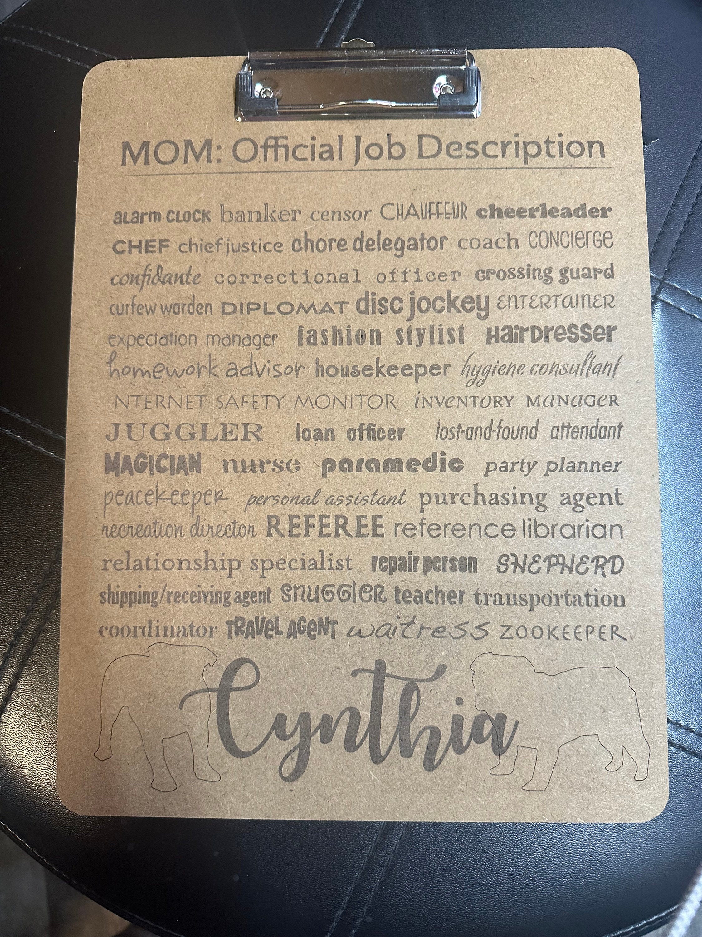 Customizable Mom Job Description Clipboard - Etsy