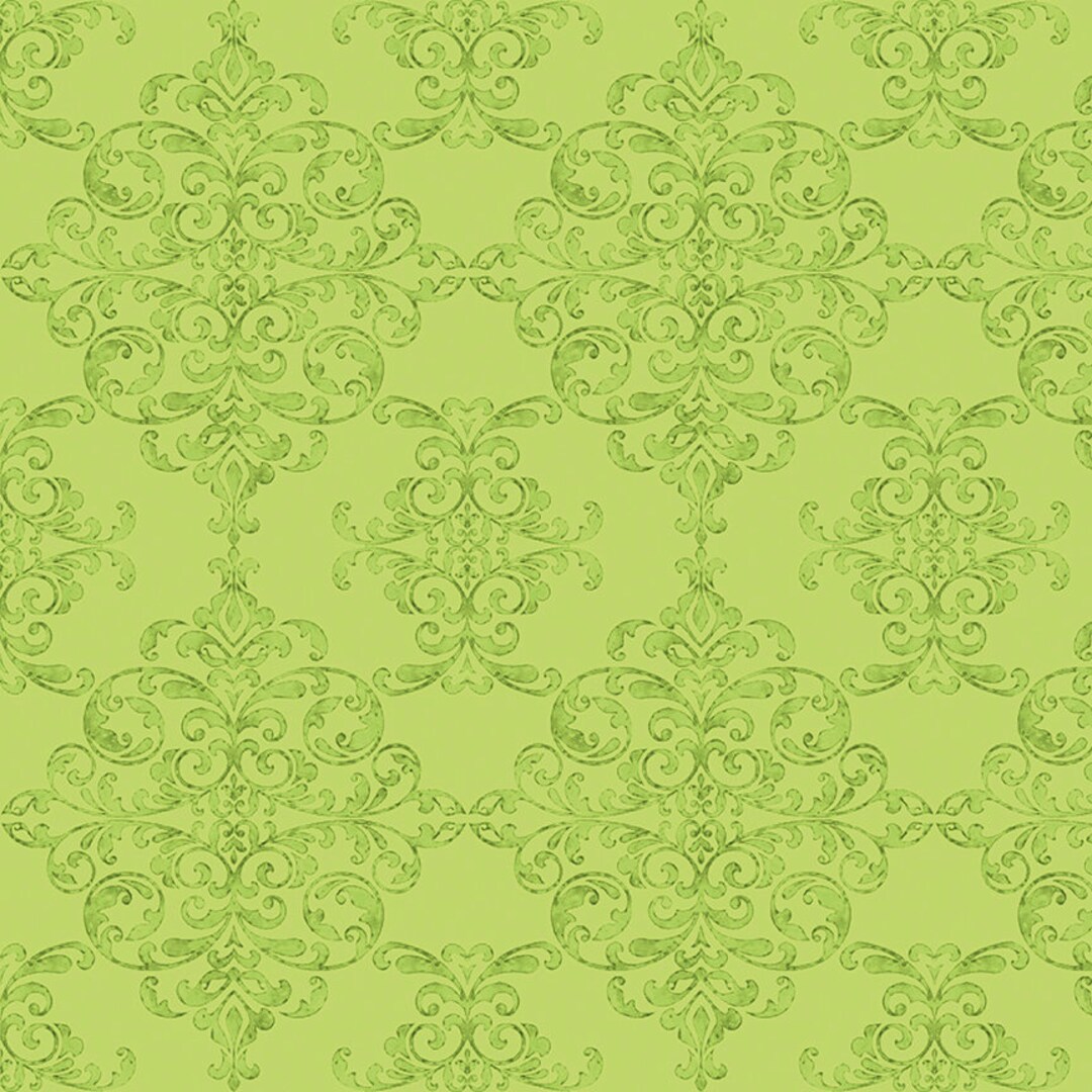 Lucy June Lime Damask by Riley Blake Designs. 100% Cotton - Etsy