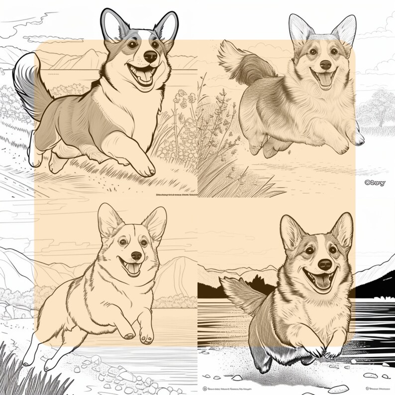 Corgi Coloring Pages: 6 Coloring Book Pages for Kids and Adults | 6 ...