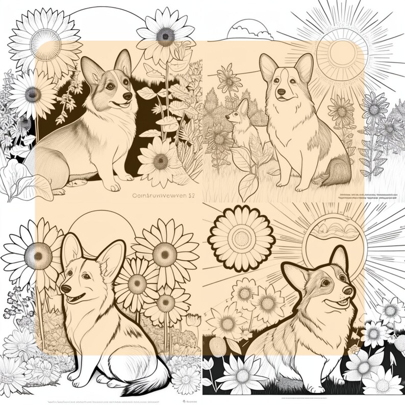 Corgi Coloring Pages: 6 Coloring Book Pages for Kids and Adults 6 Cute ...