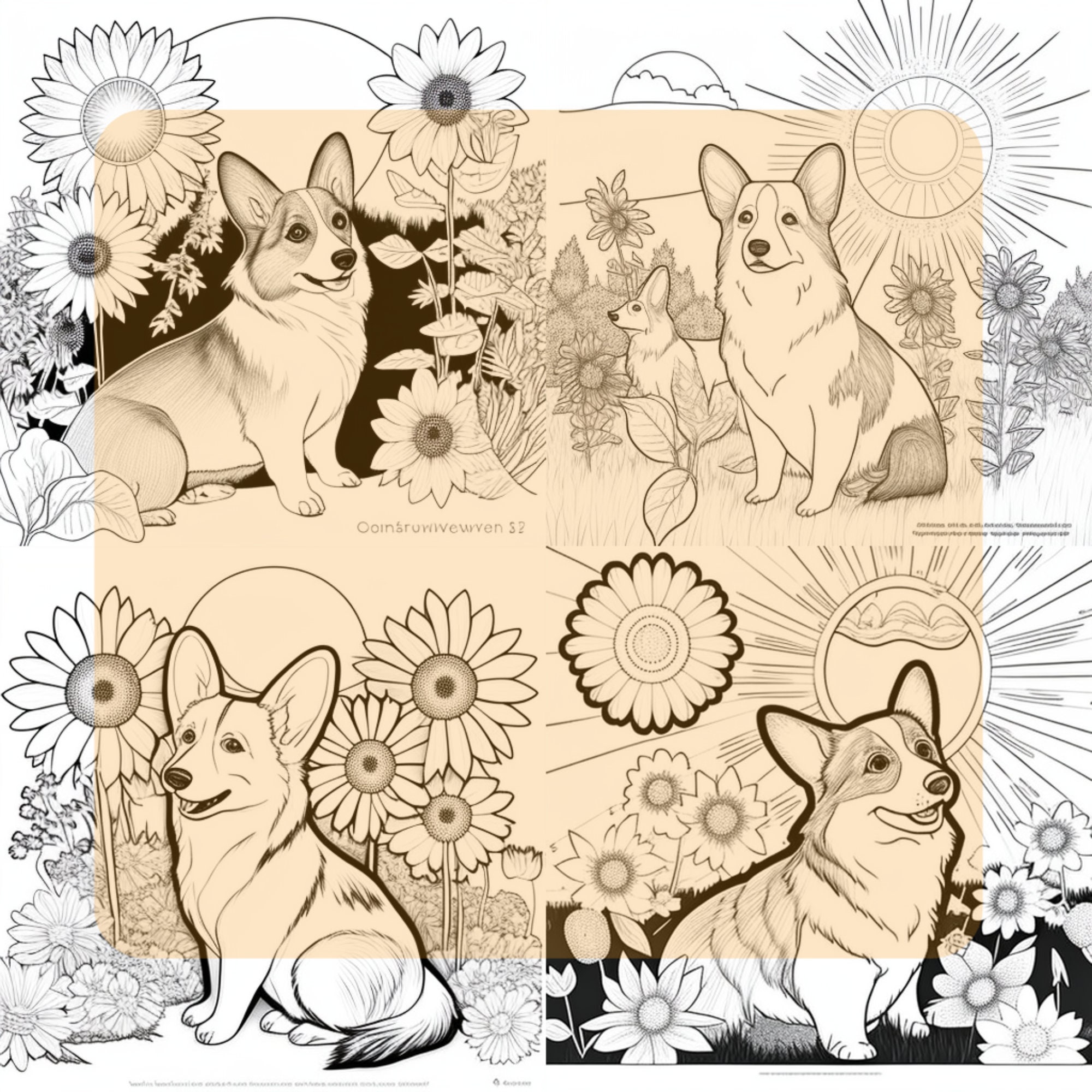 Corgi Coloring Pages: 6 Coloring Book Pages for Kids and Adults 6 Cute ...