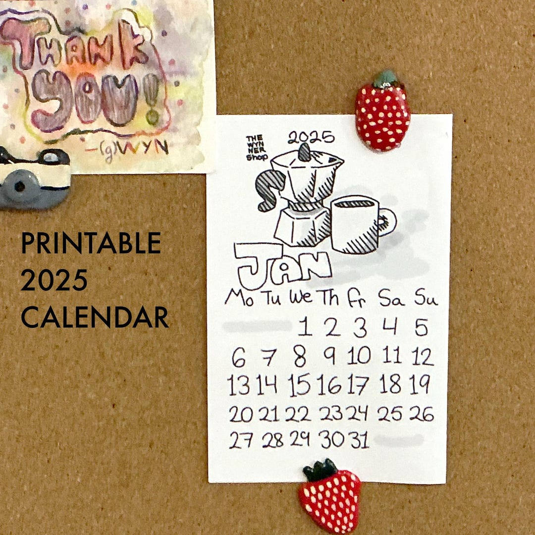 2025 Doodle Calendar: Minimalist Letter Size Printable (digital ...