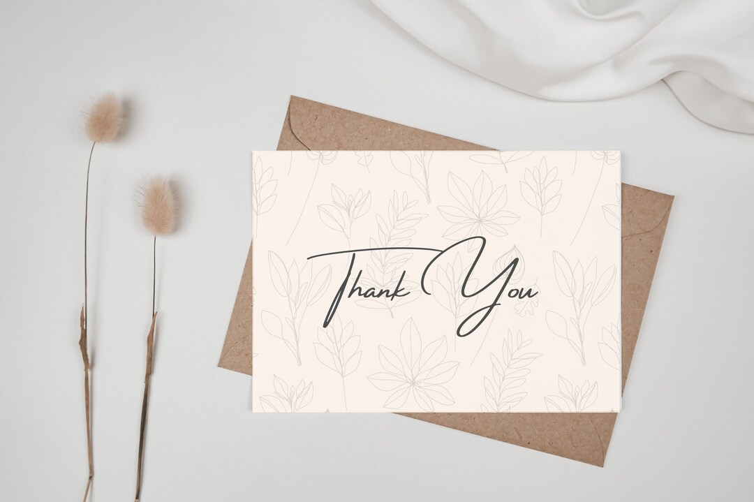 Pretty Light Pink Floral Thank You Cards - Etsy