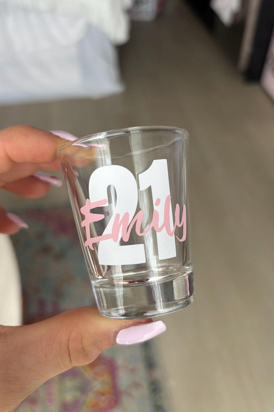 Custom Shot Glass, 21st Birthday Shot Glass, Pink Shot Glass, Drinking ...